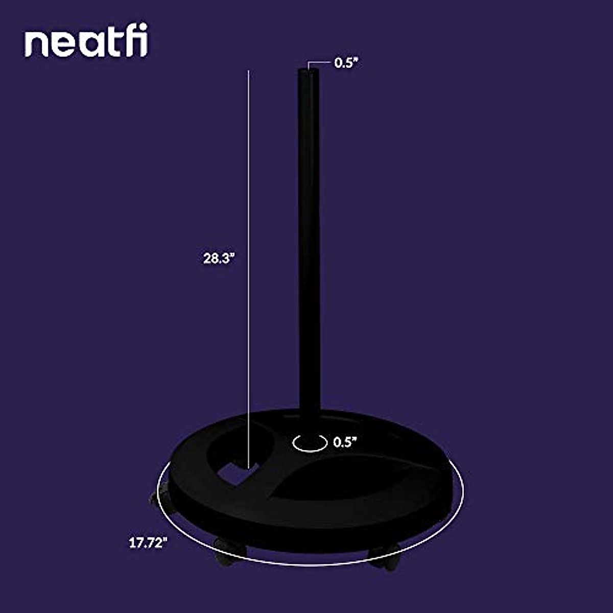 Neatfi 6-Wheel Rolling Base Floor Stand, Compatible for LED Desk Lamp and Magnifying Lamps, Versatile Stand for Work, Study, and Needlework (Black)