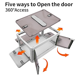 serapy Large Plastic Storage Bins with Lids, 43 Gal Foldable Storage Box with Strong Load Bear, Stackable Storage Containers with 5 Doors Open and Wheels,Storage Organizer For Home Organized