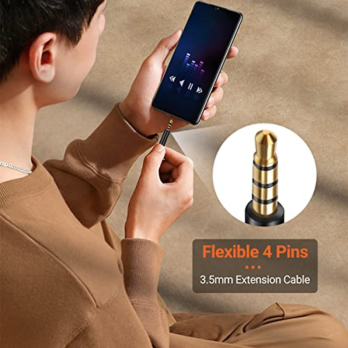 WILLIZTER 3 Pack 3.5mm Headphone Extension Cable TRRS AUX 4 Pole Extender Stereo Adapter Convertor Laptop Headset Phone 3.88 inch