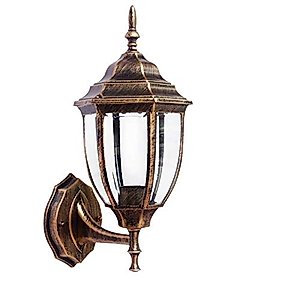 PEHUB European Retro Glass Lantern R27 Outdoor Waterproof Aluminum Wall Light Vintage Classic Garden Balcony External Wall Sconce Victoria Porch Patio Wall Lamp Exterior Light Fixture