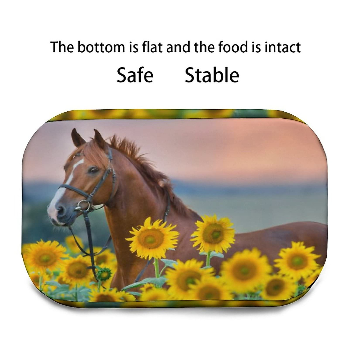 Sunflower Red Horse Lunch Bag, Lunch Box Portable Insulated Lunch Tote Bag, Thermal Cooler Bag for Women Work Outdoor