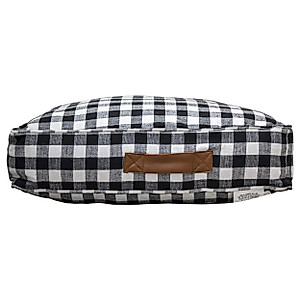 JN Better Homes & Gardens Yarn Dyed Floor Cushion - 24 inchesx24 inchesx5 inches - Black and White Gingham