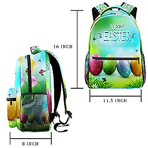 VBFOFBV Unisex Adult Backpack with for Travel Work, Happy Easter Egg Flowers