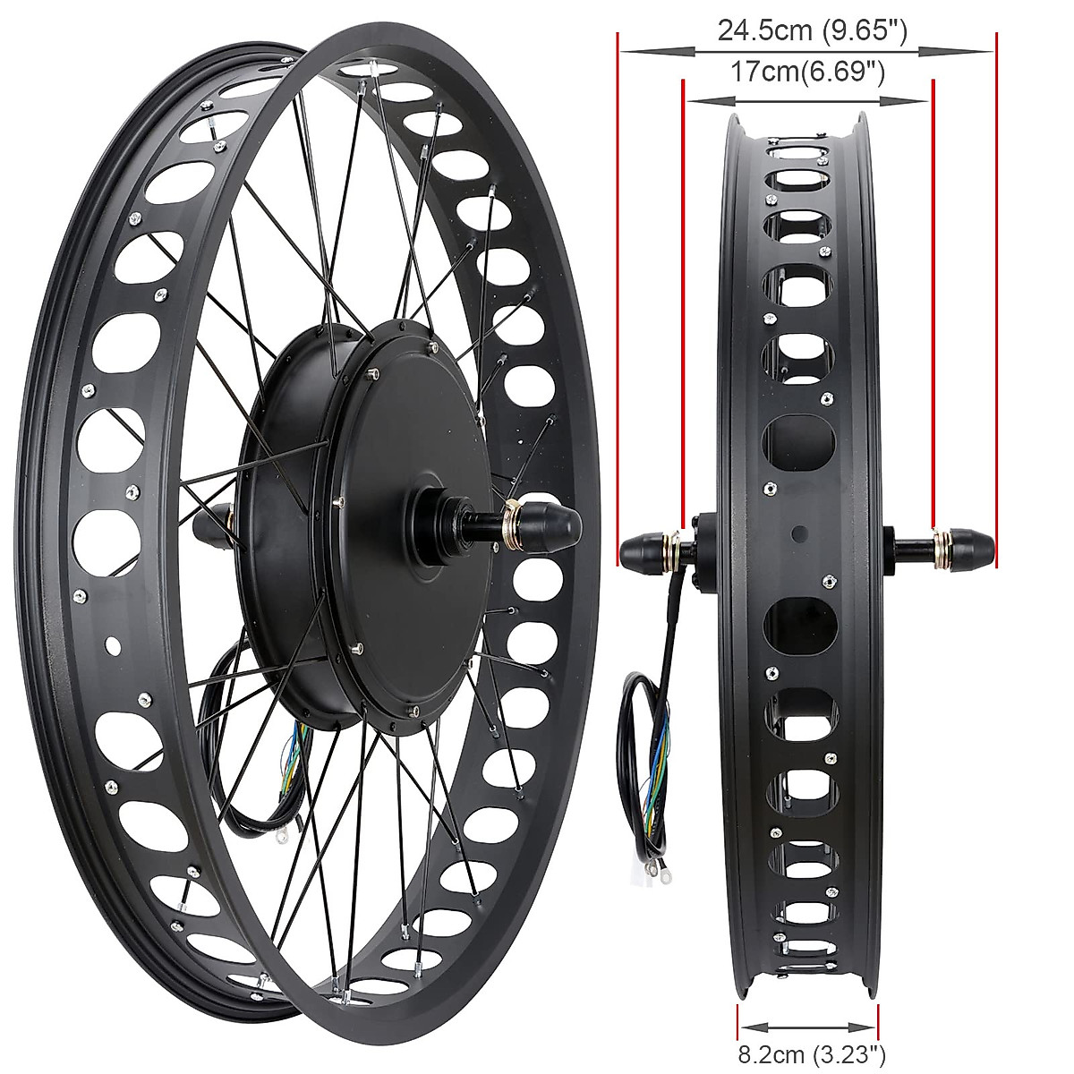 Voilamart 26" Electric Bike Conversion Kit Rear Wheel, with 3.23" Width Rim 48V 1500W E-Bike Hub Motor Kit with Intelligent Controller and PAS System, Restricted to 750W for Road Bike(Without Battery)