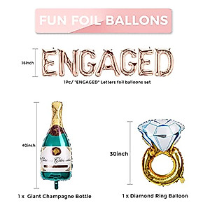 Engagement Party Decorations – Engagement Balloons – Rose Gold Engaged Balloons Letter – Diamond Engagement Ring Balloon Engagement Decorations Set – Engaged Decorations Banner for Wedding Decor