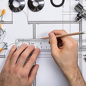 Coopay 4 Pieces Math Geometry Tool Set Includes Plastic Clear Ruler, Protractor, Triangle for School Office Home Supplies (6 inch)