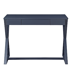 Knocbel Contemporary Computer Desk with Storage Drawer, Home Office Workstation Writing Table with X-Shaped Wooden Base, 150lbs Weight Capacity, 42" L x 19" W x 30" H (Black)