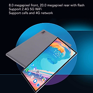 Tablet Silver Gray 10 Inch Tablet Type C Front Loading 8.0 Mega Pixels for Kids for Home (US Plug)