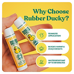 Rubber Ducky - SPF 44 Lip Balm - Moisturizing Vitamin E Sunscreen For Lips - All Season Broad Spectrum UV Protection - Waterproof 80 Minutes - NO-OX Protectant - Clear - Vanilla - 3 Pack
