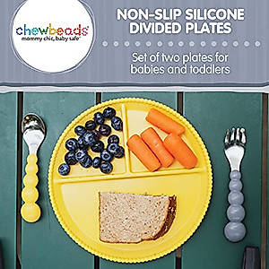 Chewbeads Silicone Divided Plates - Set of 2 - Non Slip Toddler and Baby Plates - Dishwasher, Microwave & Freezer Safe Silicone Plates for Baby - 100% Silicone, BPA Free & Phthalate Free
