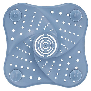 Shower Drain Hair Catcher, Durable Blue Square Hair Stopper Drain Cover, Drain Hair Catcher with Suction Cup for Bathroom Bathtub and Kitchen Easy to Install and Clean