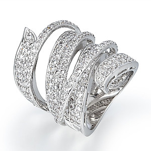 Delicin Jewelry Rhodium Plated Cubic Zirconia Wide Band Cocktail Ring