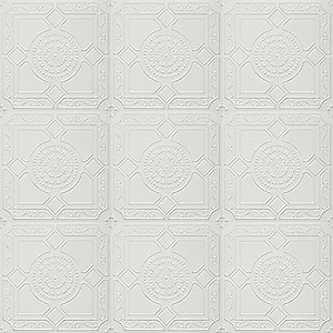 Lima R30W 20 x 20 Tin Looking Styrofoam Glue Up White Ceiling Tile by Euro-Deco Ceilings, Inc.