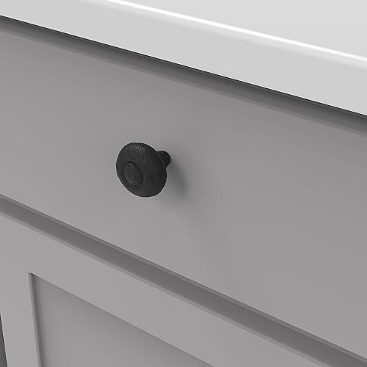 Hickory Hardware 1 Pack Solid Core Kitchen Cabinet Knobs, Luxury Cabinet and Dresser Knobs, Handle Pulls for Doors & Drawers, 1-1/2 Inch, Black Iron, Refined Rustic Collection