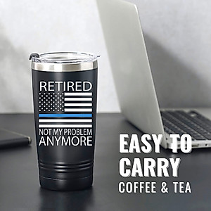 Onebttl Police Officer Retirement Gifts, Gifts for Retired Police Officers Men, Law Enforcement, Correctional Officer, Cops, Stainless Steel Tumbler Travel Mug Cup - 20 oz Black