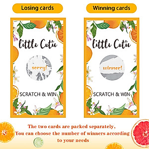 Minatee 60 Pack Little Cutie Scratch Off Cards Little Cutie Baby Shower Games Orange Theme Scratch Off Cards for Little Cutie Baby Shower Birthday Party Supplies