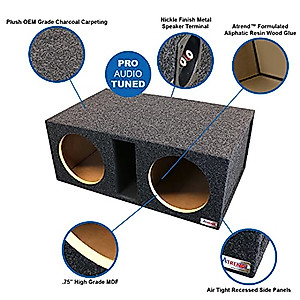 Bbox Dual Vented 15 Inch Subwoofer Enclosure - Pro Series Dual Vented SPL Car Subwoofer Boxes & Enclosures - Premium Subwoofer Box Improves Audio Quality, Sound & Bass - Nickel Finish Terminals