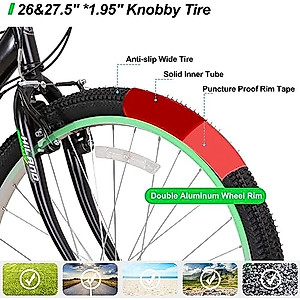 Hiland Mens and Womens 26 Inch Mountain Bike with 18 Speed Shifter, High-Carbon Steel Hardtail Trail Bicycle for Adult Black