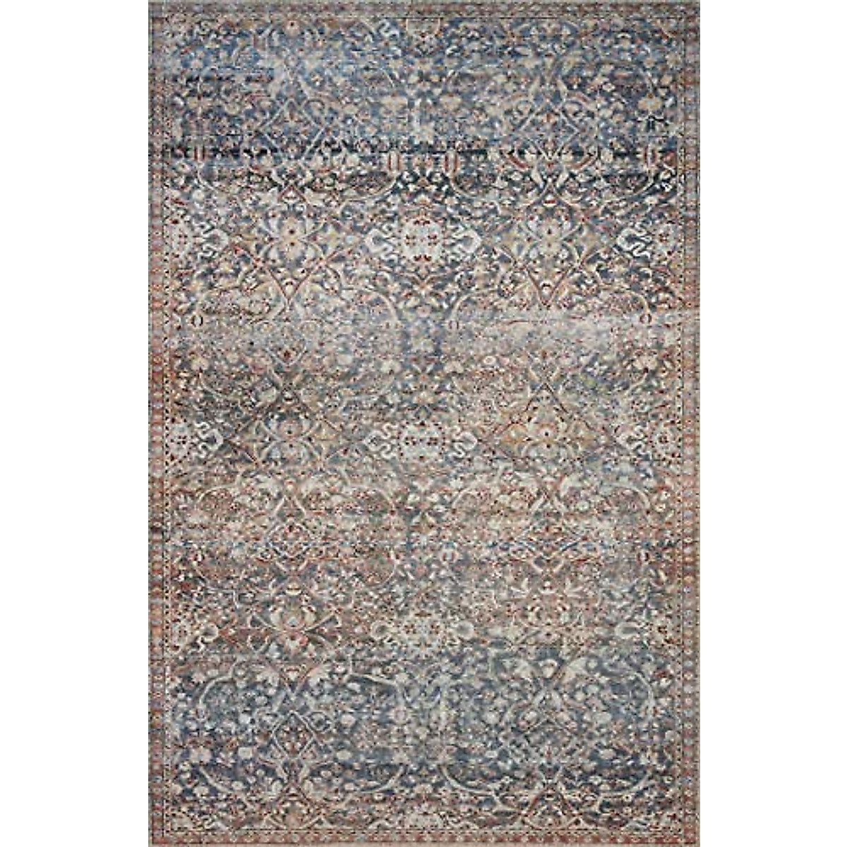 Chris Loves Julia x Loloi Jules Collection JUL-06 Denim / Spice 7'-6" x 9'-6" Area Rug