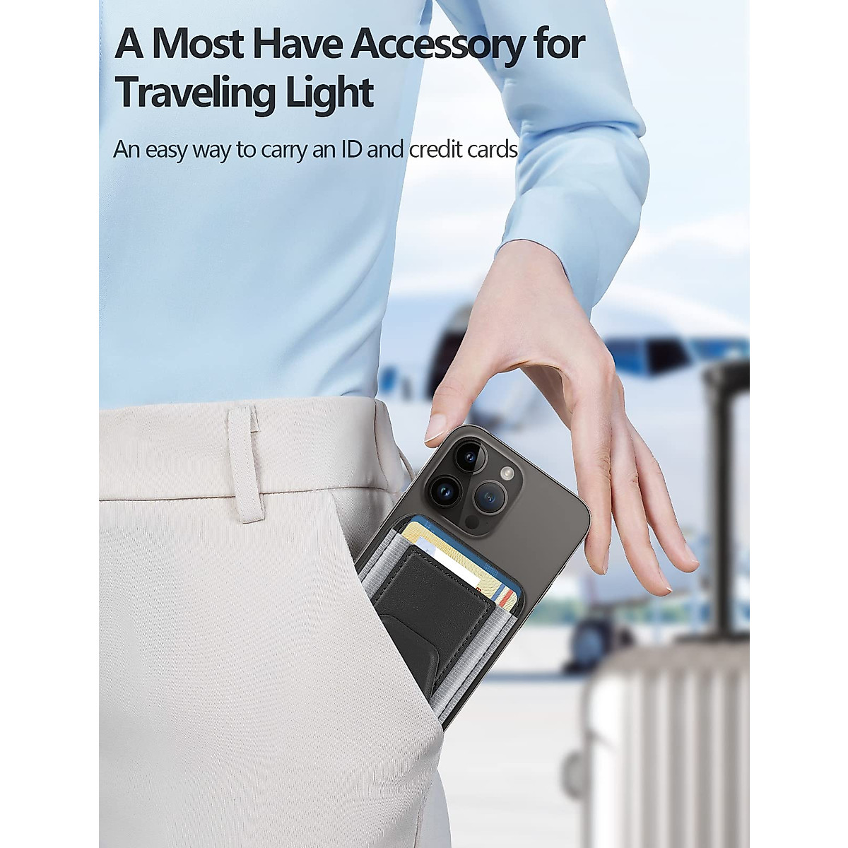 ExtreLife Magnetic Wallet Card Holder Compatible with MagSafe Wallet Stand for iPhone 16/15/14/13/12 Series, Leather Magnetic Phone Wallet with Adjustable Stand, Minimalist EDC, Fit 7 Cards, Black