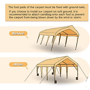 Carport Canopy 10x20 Heavy Duty Car Canopy with Removable Sidewalls Portable Carport Garage Tent Boat Shelter Market Stall, with 4 Windows Yellow