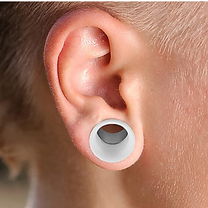 1 Piece of 1/2 Inch - 12mm 2 Tone Solid White Acrylic with 316L Surgical Steel Internally Threaded Ear Gauge Flesh Tunnel