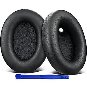 SOULWIT Replacement Earpads for Sony WH-1000XM4 (WH1000XM4) Headphones, Ear Pads Cushions with Noise Isolation Memory Foam, Added Thickness, Without Affecting Sensor-Black