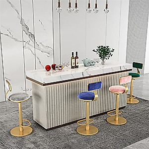 ZDXY Bar Stools Set of 2, Counter Height Upholstered Seat, Backrest Counter Height Adjustable Swivel Bar Chair, Velvet Cloth Kitchen Counter Stools Dining Chairs ( Color : Gray ), Grey