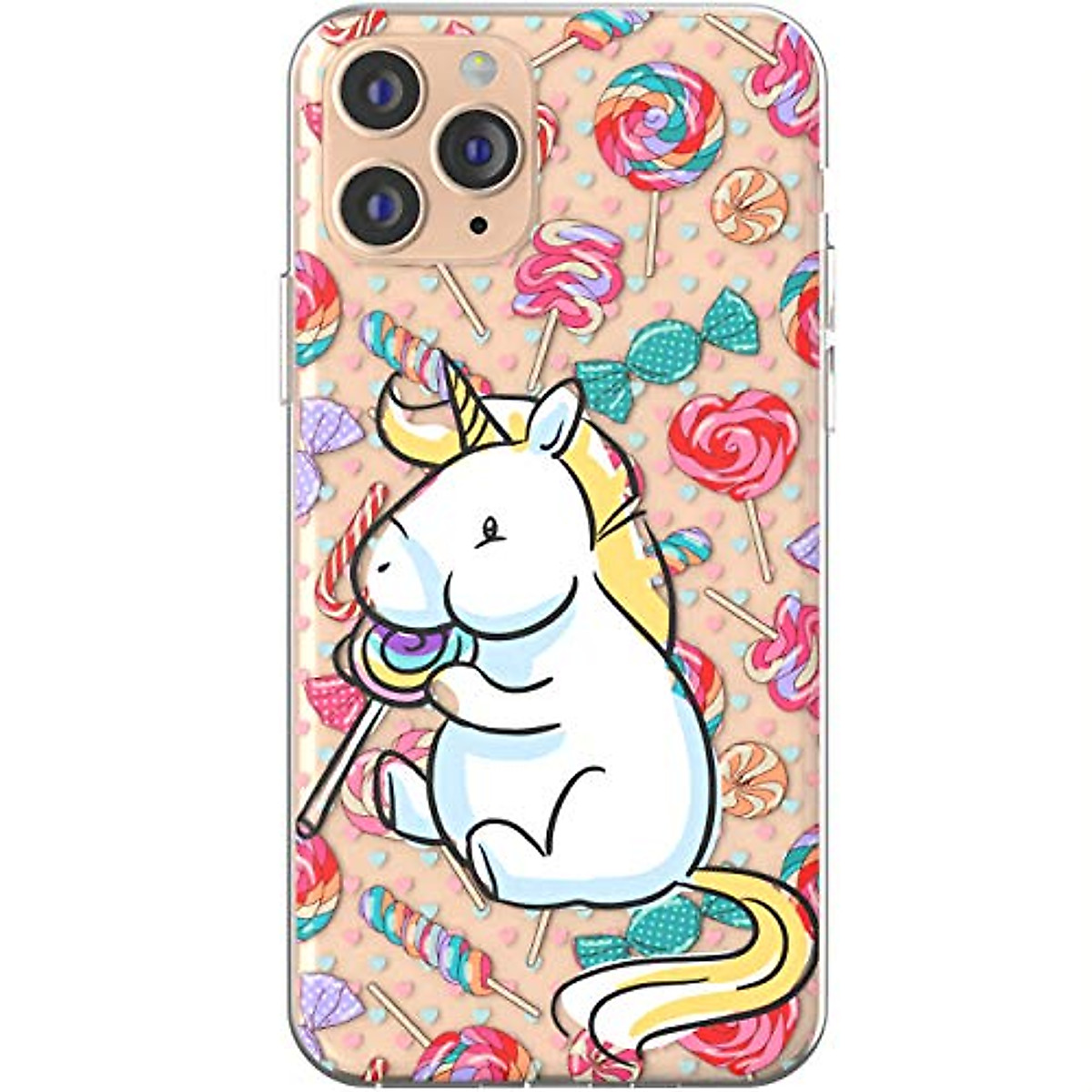 Toik Slim TPU Case for Apple iPhone 11 Pro Xs Max Xr 10 X 8 Plus 7 6s 5s SE Cover Unicorn Protective Cute Print Women Girls Funny Lightweight Clear Sweets Flexible Silicone Gift Design Chubby