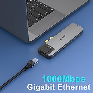 MOKiN USB C Multiport Adapter Hub Mac Dongle for MacBook Pro/Air with 4K HDMI Port, Gigabit ethernet, 2 USB, TF/SD Card Reader, USB-C 100W PD and Thunderbolt 3