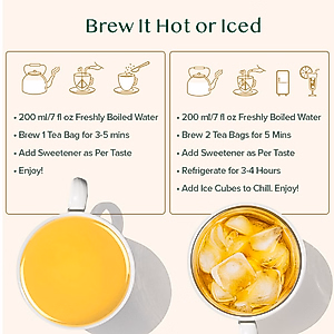 VAHDAM, Organic Turmeric Ginger Herbal Tea (100 Pyramid Tea Bags) Caffeine Free, Superfood w/USDA Organic Turmeric & Ginger | Herbal Tea Bags, Packed in Resealable Ziplock Pouch