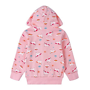 Akyzic Jackets for Girls Zip Up Hoodie Unicorn Jacket Kids Back to School Outfit Hooded Sweatshirt Toddler Winter Outerwear 5T/3012