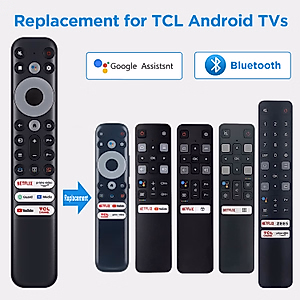 Replacement Google Voice Remote Control for TCL Android TV Mini-LED QLED 4K UHD Smart TV with 6 Shortcut Buttons Netflix, Prime Video, YouTube, Guard, Media and TCL Channel