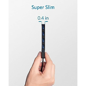 Anker USB Hub 4-Port USB 3.0 Hub,USB Splitter with 5Gbps Data Transfer, Ultra-Slim Data USB Hub [Charging Not Supported], USB Extender for MacBook, iMac, Surface, Mobile HDD, and More (USB-A, 2 ft)