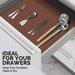 Drawer and Shelf Liner - Truly Non-Slip, Non-Adhesive, Kitchen Cabinet Liners - Heavy, Thick, Durable, Waterproof - Easy Cut to Fit and Protect Any Shelves, Tool Box, Bathroom Surfaces (Brown, 30 FT)