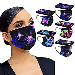 GAGAMO 50PC Black Butterfly Disposable Face Cover