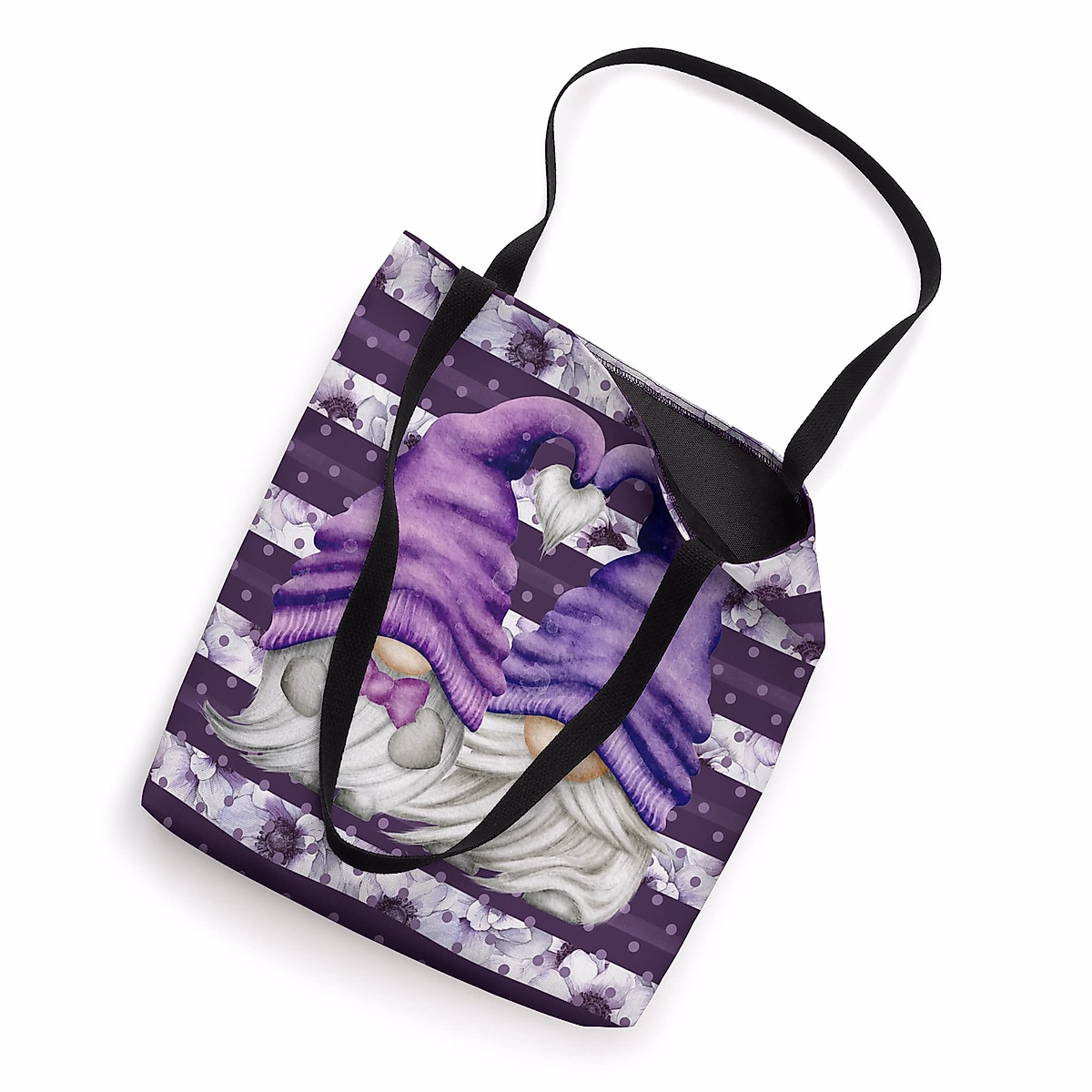 Purple Gnome Lover Motif - Cute Aesthetic Anemones Pattern Tote Bag