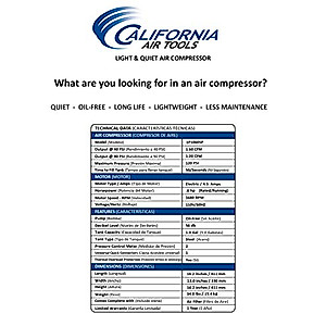 CALIFORNIA AIR TOOLS CAT-1P1060SP GAL 56DB Air Compressor