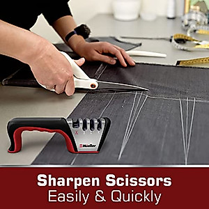 Mueller 4-in-1, 4-Stage Best Knife Sharpener for Hunting, Heavy Duty Diamond Blade Really Works for Ceramic, Steel Knives and Scissors