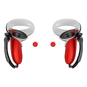 VR Controller Grips Protection Cover for Oculus Quest 2,Include Controller Grip Cover,Handle Controller Rocker Cap(2pcs Set/Red)