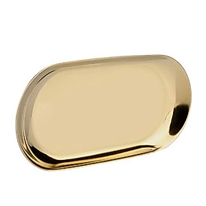 Multipurpose Table Tray Stainless Steel Jewelry Storage Box Cosmetics Organizer for Kitchen Bathroom (L-Gold)