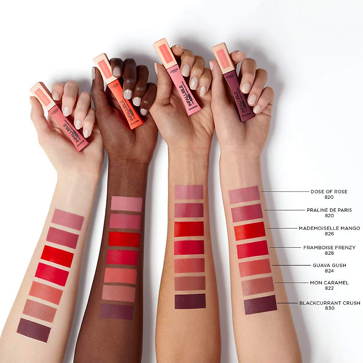 L’Oréal Paris Makeup Infallible Pro Matte Les Macarons Scented Matte Liquid Lipstick, Highly Pigmented, Longwear, Waterproof and Smudge Proof, Blackcurrant Crush, 0.21 fl; oz.