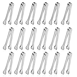 Dmoera 18 Pack Premium Small Serving Tongs, Mini Stainless Steel Appetizer Tongs 4.33Inch Silver