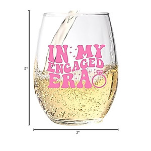 Glassicle In My Engaged Era Wine Glass - 15 Oz, Scratch-Resistant Engagement Wine Glass - Bachelorette or Engagement Gifts for Her - Unique Bridal Shower Gift for Wine Lovers - Printed in the USA