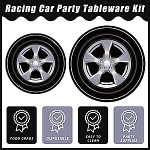 Kepeel 96 Pcs Race Car Party Plates and Napkins Sets, Racing Car Race Track Party Supplies Decorations Racing Sports Themed Dinnerware for Kids Boys Birthday Baby Shower Home Decor, Serves 24