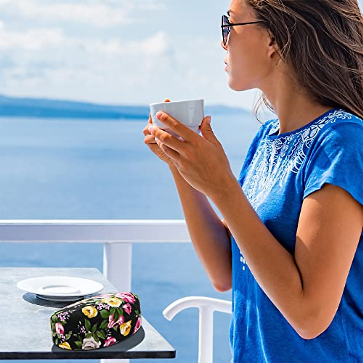 2 Pieces Oversized Hard Shell Sunglasses Case Spectacle Case Box Portable Hard Eyeglass Case Fabrics Floral Eyeglass Case with Clean Cloth