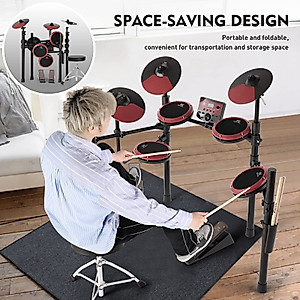 MUSTAR Electronic Drum Set, 10 Piece Electric Drum Set with 225 Sounds, 8" Dual Zone Snare, 8" Silicone Tom Pads, 10" Cymbals, Kick Drum, 2 Pedals, Sticks, USB MIDI, 15 Drum Kits (5 Pads, 3 Cymbals)