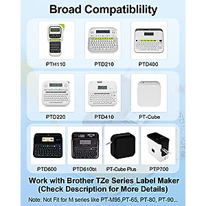 Oozmas Tz Tape 12mm 0.47 Inch Laminated Black on White Replacement for Brother Ptouch Tape TZe-231 Compatible with Brother P Touch D400 D410 D210 D220 1280 1800 1880 2040 Label Maker Tape, 4 Pack