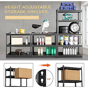 LILYPELLE Garage Shelving Heavy Duty, 72" Metal Garage Storage Shelves, Adjustable 5 Tier Storage Shelves Large Shelving Unit for Garage Pantry Warehouse Basement Kitchen, 1Pack