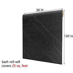 Decotalk 30"x120" Black Marble Contact Paper for Countertops Waterproof Marble Peel and Stick Wallpaper for Kitchen Counter Black Contact Paper for Bathroom Wallpaper Self Adhesive Matte Vinyl Sticker